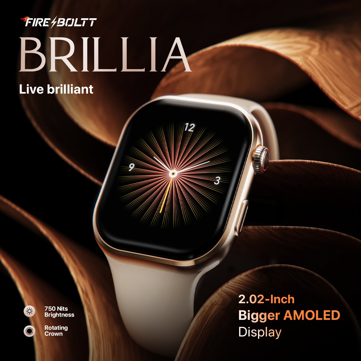 Brillia with a 51.3mm always-on 700 NITS AMOLED | BT Calling – Fire-Boltt