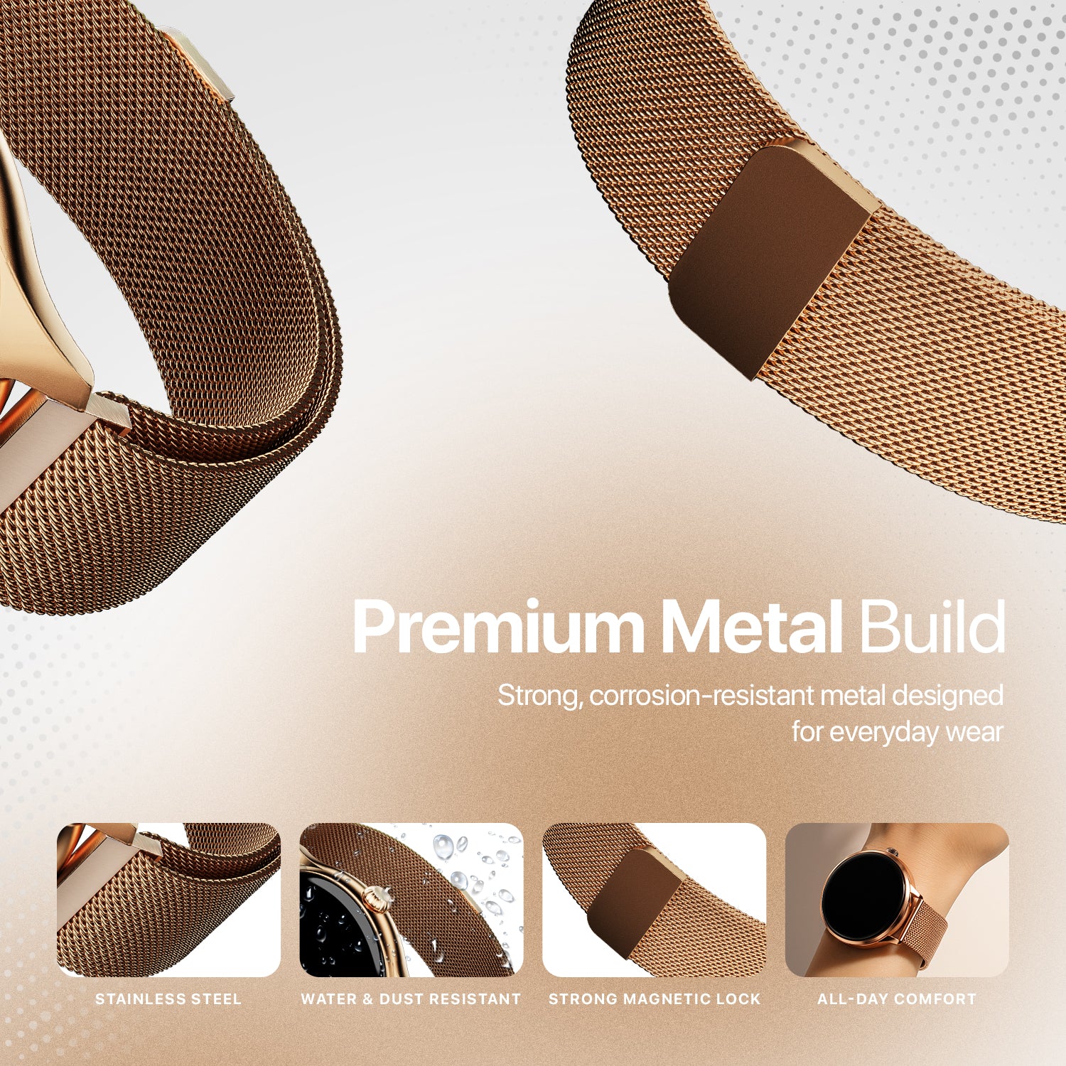 SteelWeave Stainless Steel Link Straps 22mm – Fire-Boltt