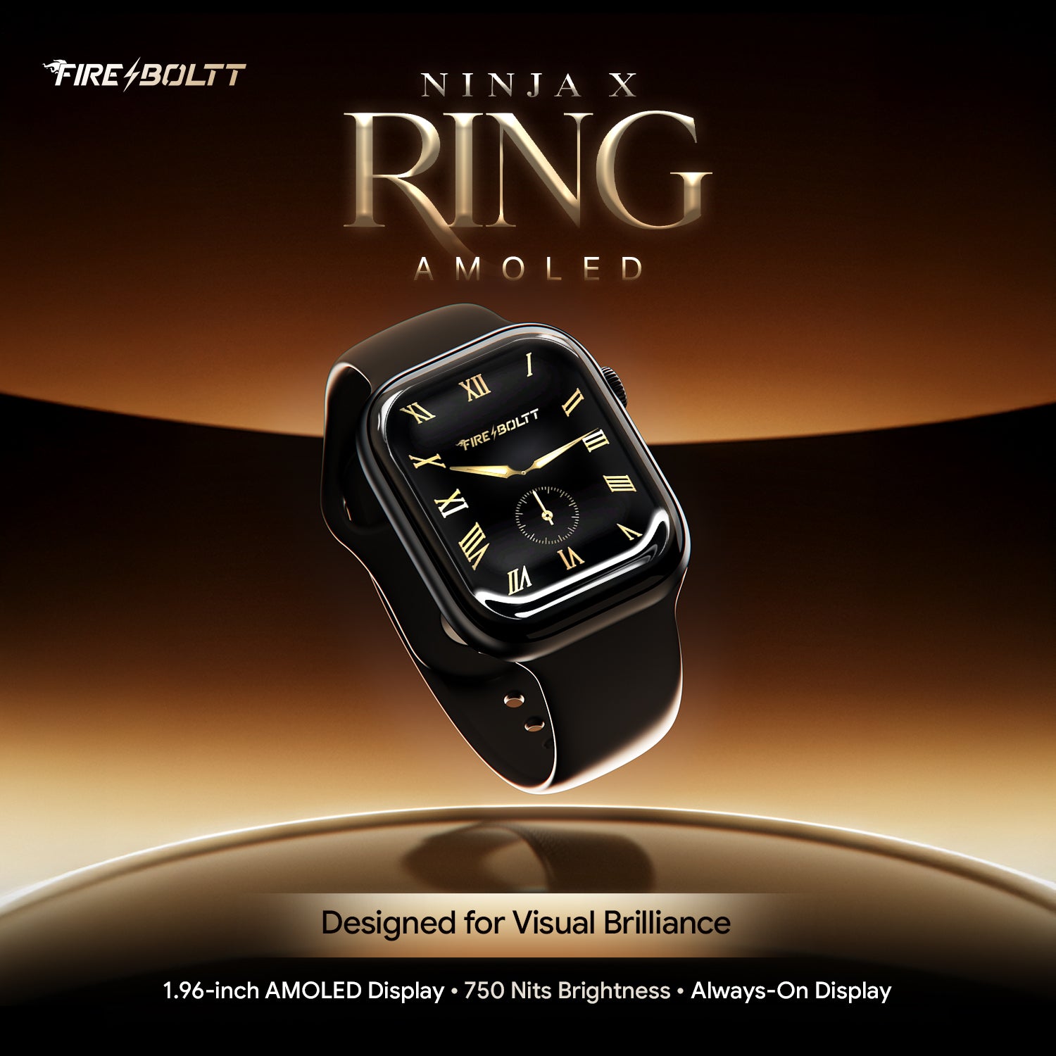 Ninja Ring Amoled - Midnight Black with a (1.96 inch) Display and BT ...