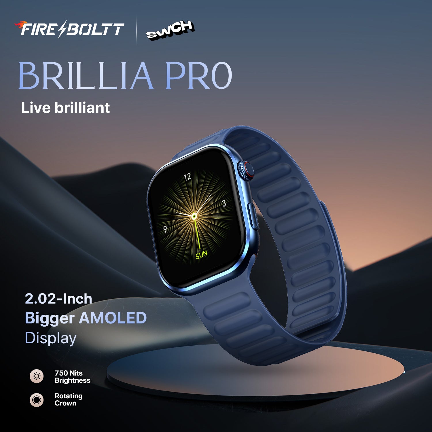 Brillia Pro Smartwatch | AMOLED Display, Bluetooth Calling & Multiple ...