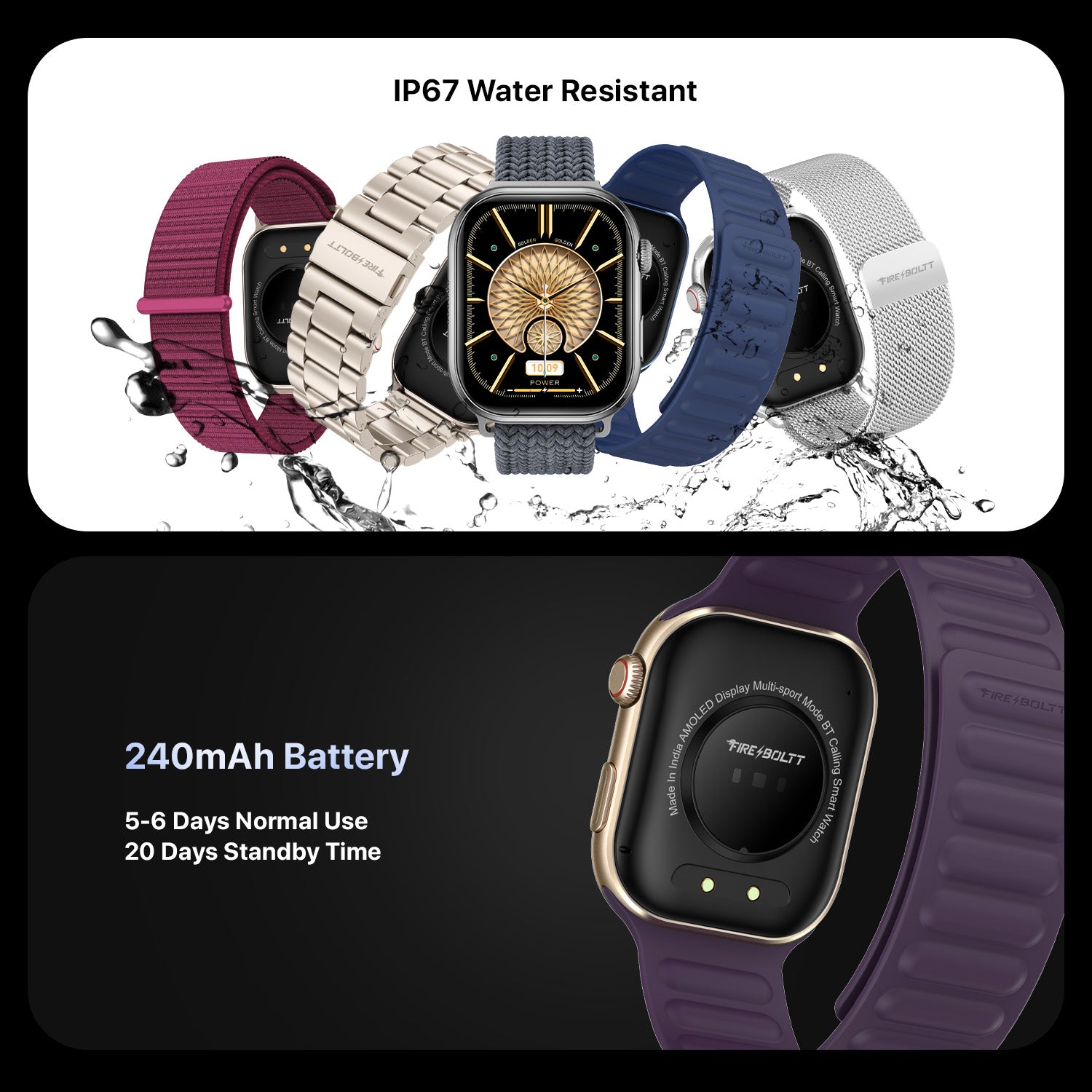 Brillia Pro Smartwatch | AMOLED Display, Bluetooth Calling & Multiple ...