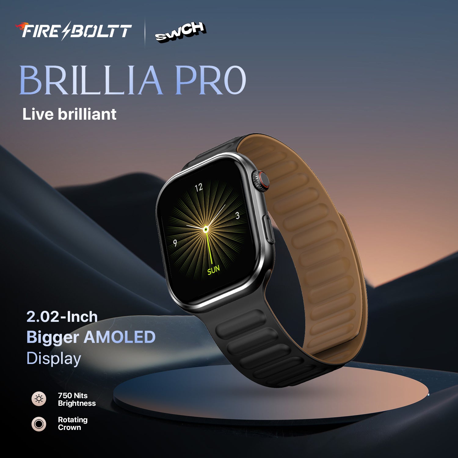 Brillia Pro Smartwatch | AMOLED Display, Bluetooth Calling & Multiple ...